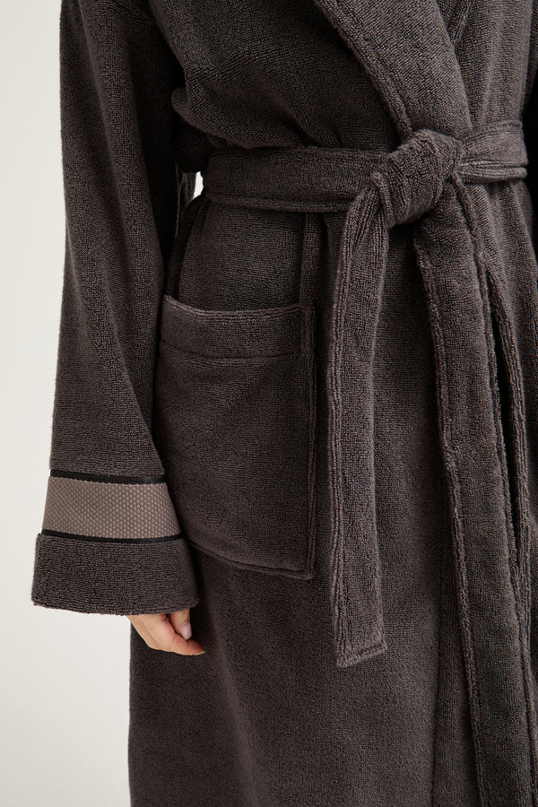 Smoke Grey Bamboo Towelling Robe - Women's Dressing Gown